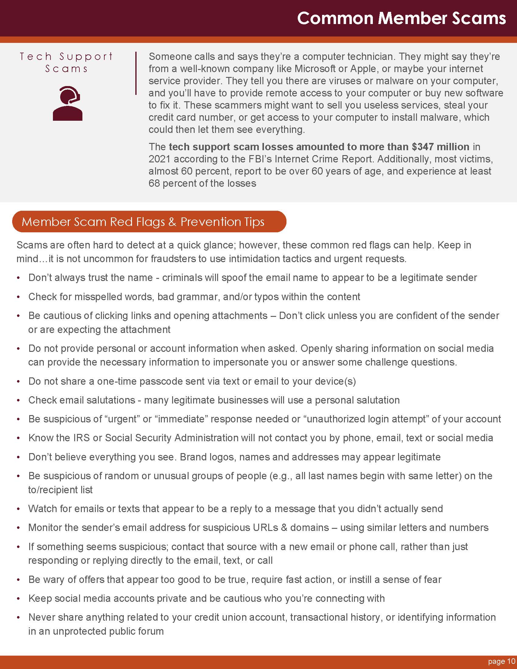 Common Member Scams - OUR Credit Union